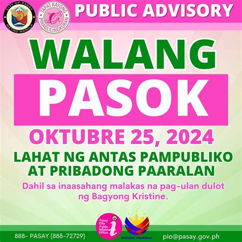 No Classes October 25 2024 Philippine Pasay Chung Hua Academy