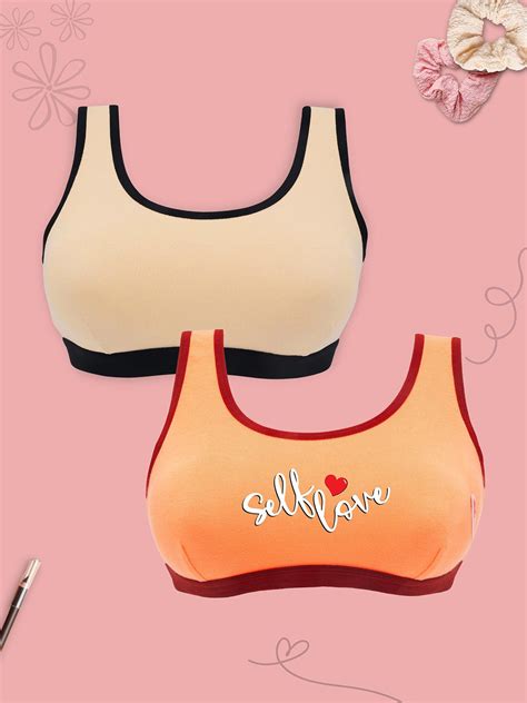 Buy Girls Pack Of 2 Single Layer Premium Cotton Non Wired Non Padded Beginners Bra Dcbrju7774