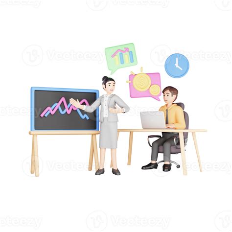 3d Character Illustration Business Analytics Meeting And Data