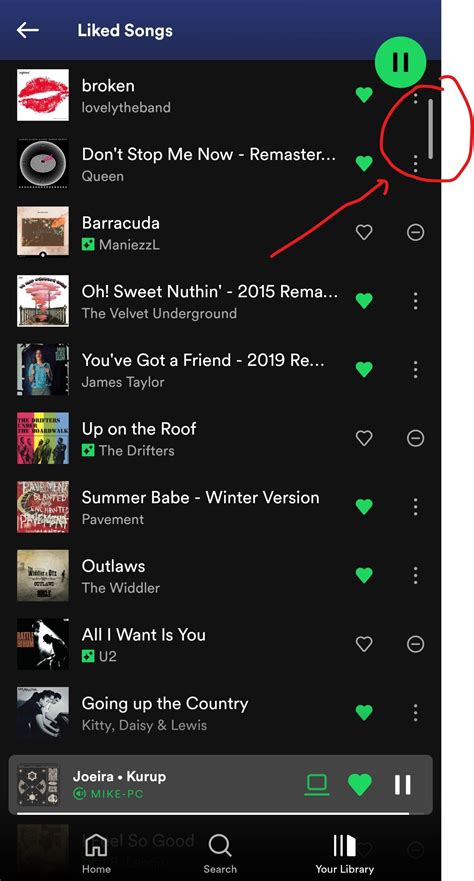 Android Scroll Bar Missing On Liked Songs Playli The Spotify