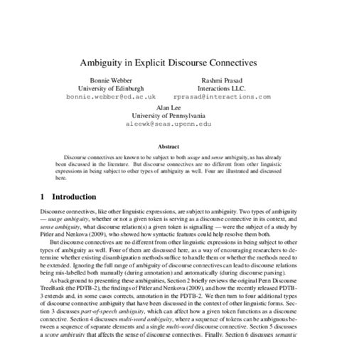 ambiguity in explicit discourse connectives acl anthology