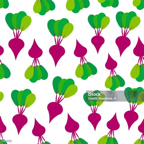 녹색 잎이있는 빨간 사탕무가있는 매끄러운 패턴으로 계절의 흰색 배경 추세에 고립되어 있습니다 선물 랩 직물 배경 화면 식품 포장에 사용할 수 있습니다 벡터 0명에 대한 스톡