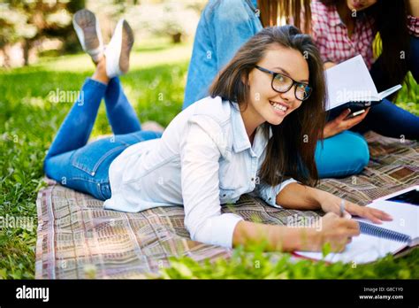 Girl Making Notes Stock Photo Alamy