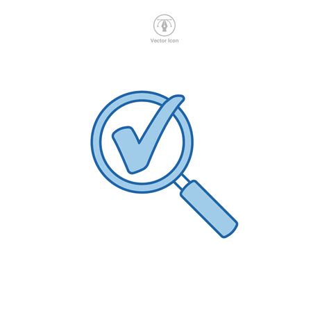 magnifying glass and check mark icon symbol template for graphic and
