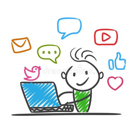 Man Communicates On Social Networks Concept People Communication Via Internet Social Networks