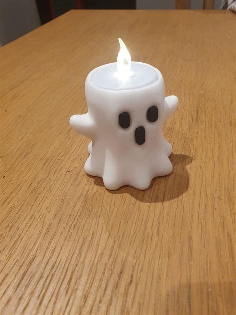 Floating Flame Ghost Tealight Holder Whimsical 3d Printed Decor Etsy