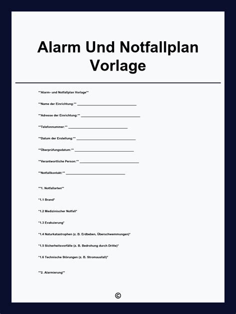 Alarm Und Notfallplan Vorlage
