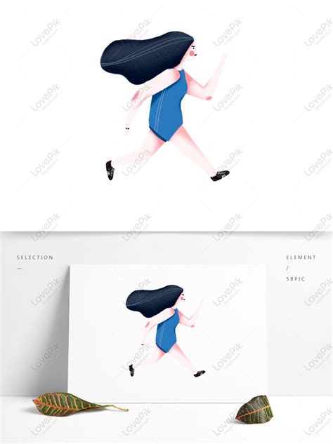 파란색 스포츠웨어 실행중인 소녀의 만화 요소 일러스트 Png 및 벡터 이미지 무료 다운로드 Lovepik