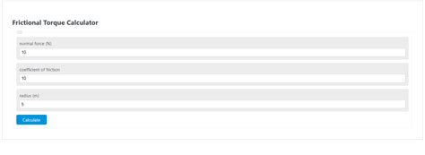 Frictional Torque Calculator Calculator Academy