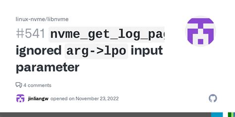 Nvme Get Log Page Ignored Arg Lpo Input Parameter Issue 541