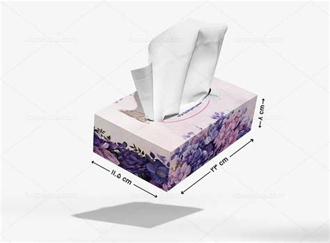 جعبه دستمال کاغذی گل های بنفش گرافیک با طعم تربچه