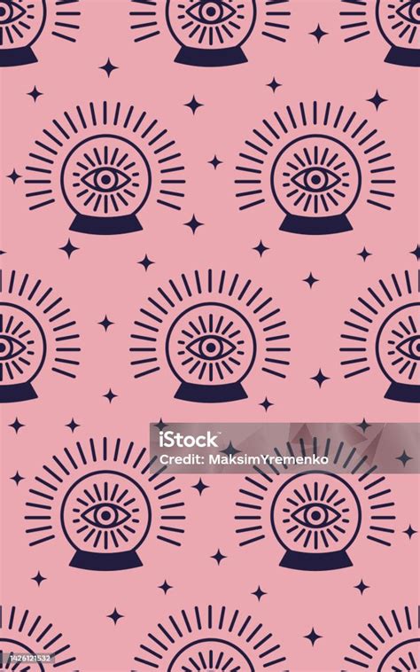 할로윈 원활한 패턴 매직 크리스탈 볼 패턴 행운의 눈 크리스탈 볼 미래 검은색에 대한 스톡 벡터 아트 및 기타 이미지 검은색 결정체 구 Istock