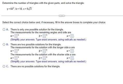 Solved Determine The Number Of Triangles With The Given Chegg