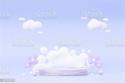 3d는 연단 스탠드가 있는 파스텔 그린 최소 배경을 렌더링합니다 화장품 프레젠테이션 및 광고를위한 보라색 무대 플랫폼 깨끗한