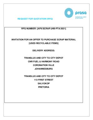 Fillable Online Quotation For Purchase Of Scrap Sample Letter For Scrap Fax Email Print