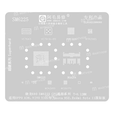 Amaoe Sm6225 012mm Cpu Universal Series Bga Reballing Stencil For Oppo