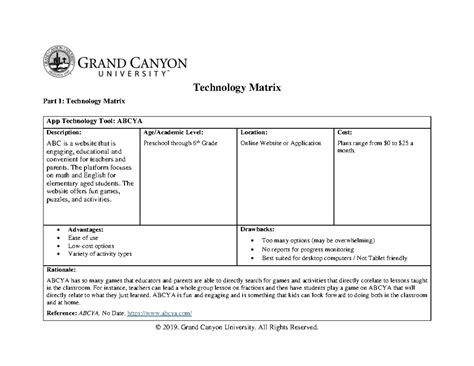 Spd470 T5 Technology Matrix Technology Matrix Part 1 Technology