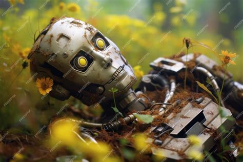 Premium Ai Image A Derelict Robot Rusting Away