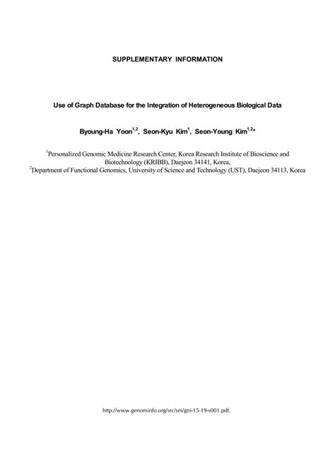 Pdf Use Of Graph Database For The Integration Of Heterogeneous Biological Data