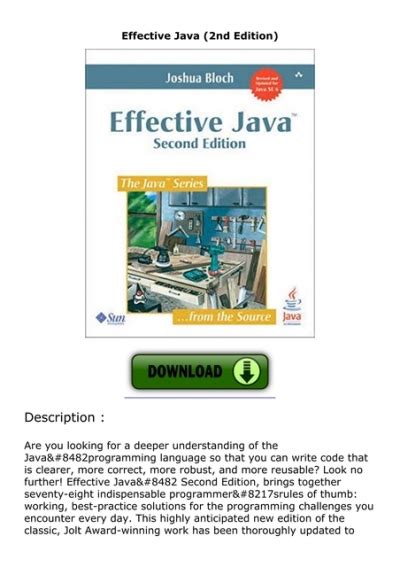 Ebook Download Effective Java 2nd Edition