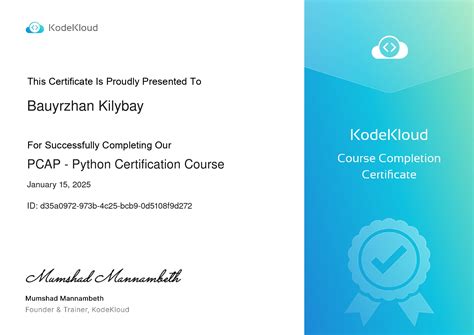 Pcap Python Certification Course Certificate Kodekloud