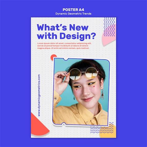 그래픽 디자인 포스터 템플릿의 기하학적 트렌드 무료 Psd 파일