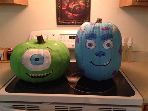 Mike And Sully Pumpkins Mike And Sully Pumpkins Made Crafts Manualidades Pumpkin Handmade