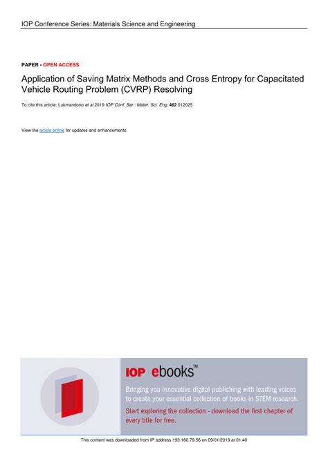 Pdf Application Of Saving Matrix Methods And Cross Entropy For Capacitated Vehicle Routing