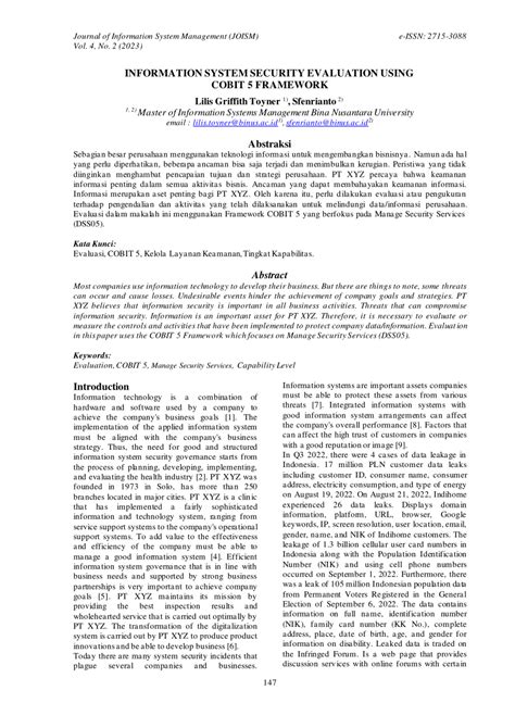 Pdf Information System Security Evaluation Using Cobit 5 Framework