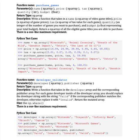 Solved Function Name Purchasegames Parameters Name