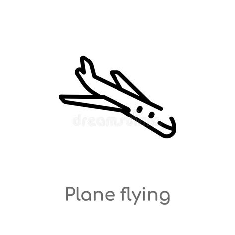 Outline Plane Flying Vector Icon Isolated Black Simple Line Element Illustration From Airport