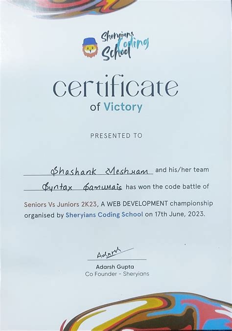 Shashank Meshram On Linkedin Codingchampions Teamsheriyans