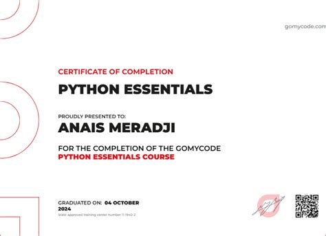 Anais Meradji Certificate Of Completion Python Essentials