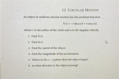 Solved CIRCULAR MOTION An Object In Uniform Circular Chegg