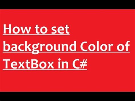 How To Set Background Color Of TextBox In C YouTube