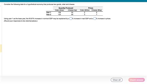 Solved Consider The Following Data For A Hypothetical Chegg