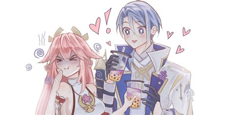 Yae Miko And Kamisato Ayato Genshin Impact Drawn By Kxndi Danbooru