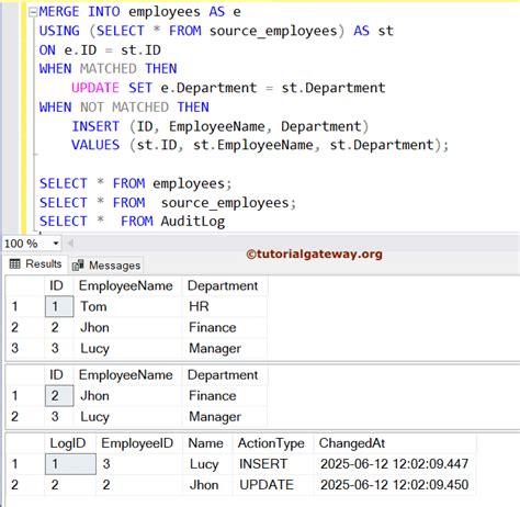 Sql Merge Statement