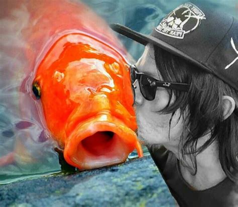 Norman Kisses A Koi Fish Koi Fish Walking Dead Funny Fish