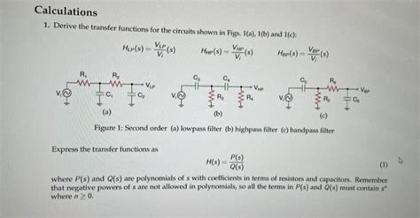 Solved 1 Derive The Transfer Functions For The Circuits