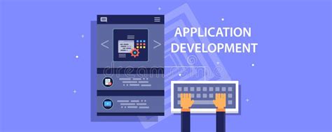 Mobile Application Development Coding Programming Concept Flat Design Vector Banner Stock