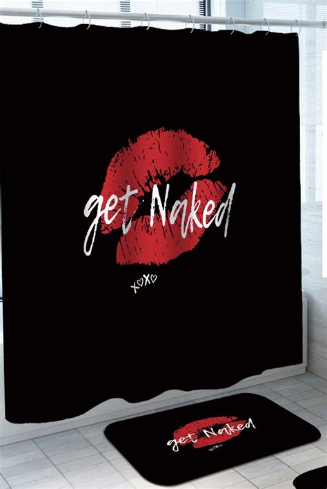 Cool Sexy Red Lips Kiss Get Naked Shower Curtain Shower Of Curtains
