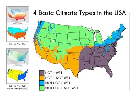 Simplified Map Of The 4 Basic Climates In The Usa Hot And Wet Climate