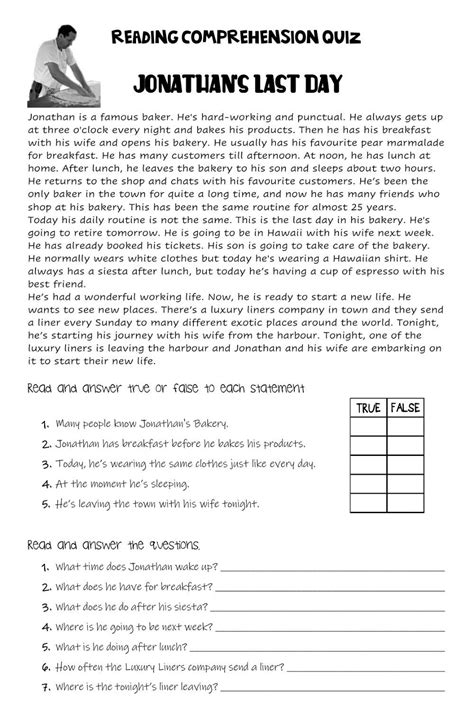 Reading Comprehension Present Simple Present Continuous Worksheet Artofit