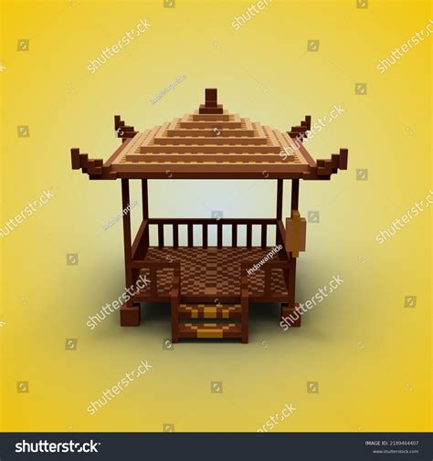 3d Rendering Voxel Pavilion Gazebo Using Stock Illustration 2189464407 Shutterstock