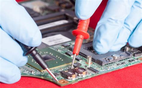 Printed Circuit Board Testing In Repair Service Close Up Stock Photo Image Of Electronics