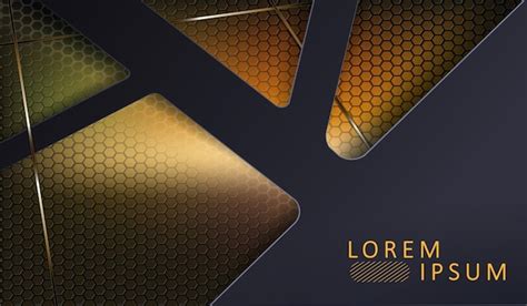 Premium Vector Abstract Geometric Background With Overlapping Dark Polygon And Gold Stripes