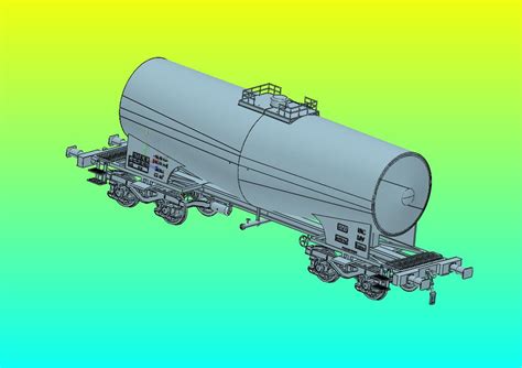 有轨铁路液体危险化学品油罐运输车step模型图纸下载 懒石网