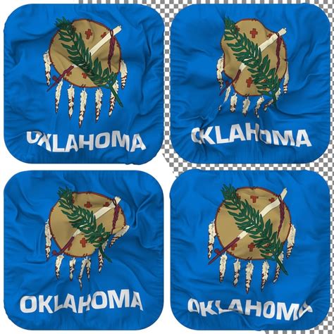 Premium Psd State Of Oklahoma Flag Squire Shape Isolated Different Waving Style Bump Texture