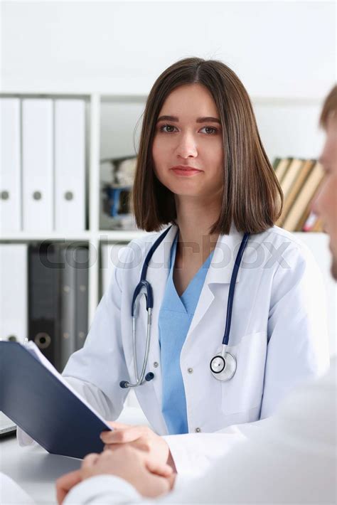 Beautiful Smiling Female Doctor Hold Stock Image Colourbox